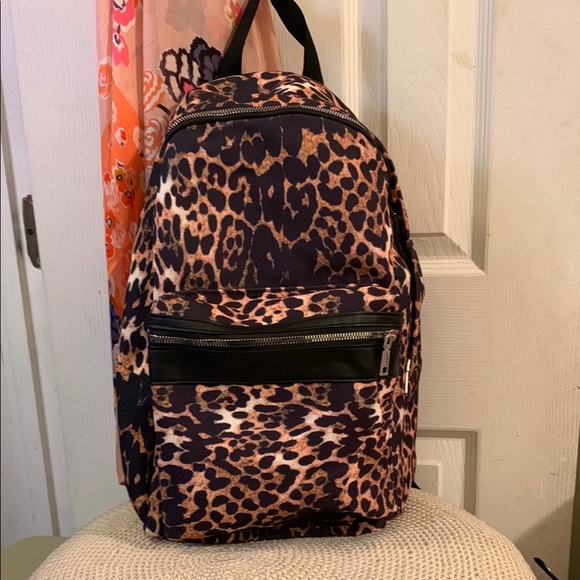 Bags | Leopard Print Backpack With Black Accents | Poshmark